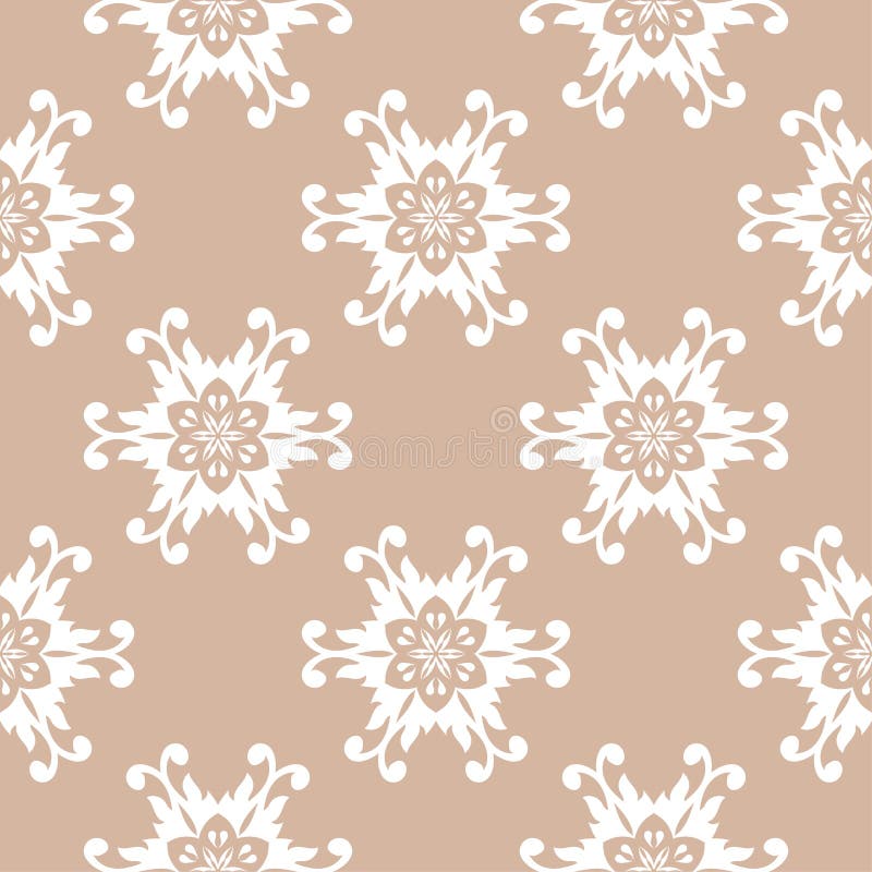 Seamless Beige Pattern with White Wallpaper Ornaments Stock Vector ...
