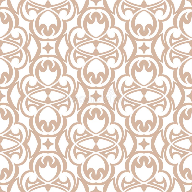 Seamless Beige Pattern with White Wallpaper Ornaments Stock Vector ...