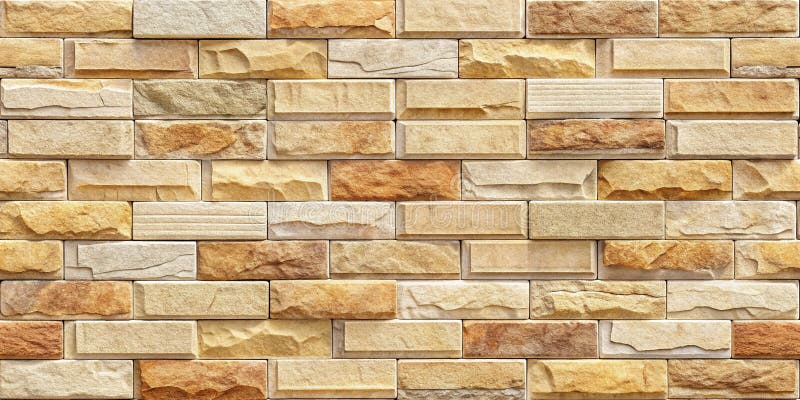 Seamless Beige Stone Brick Wall Panorama Background Detailed Texture ...