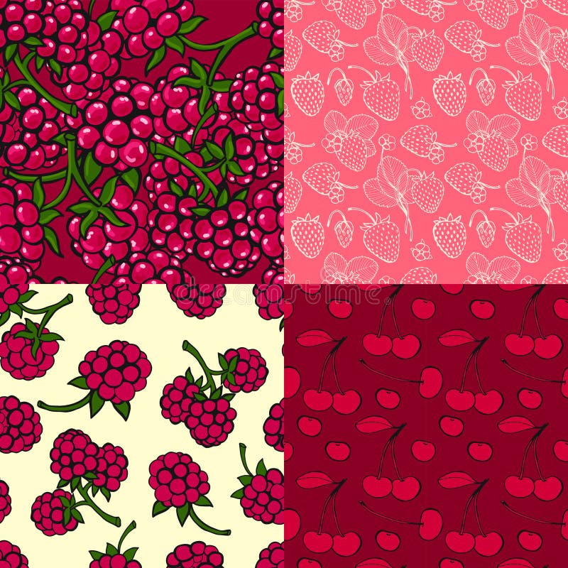 Seamless berry pattern set stock vector. Illustration of design - 48864690