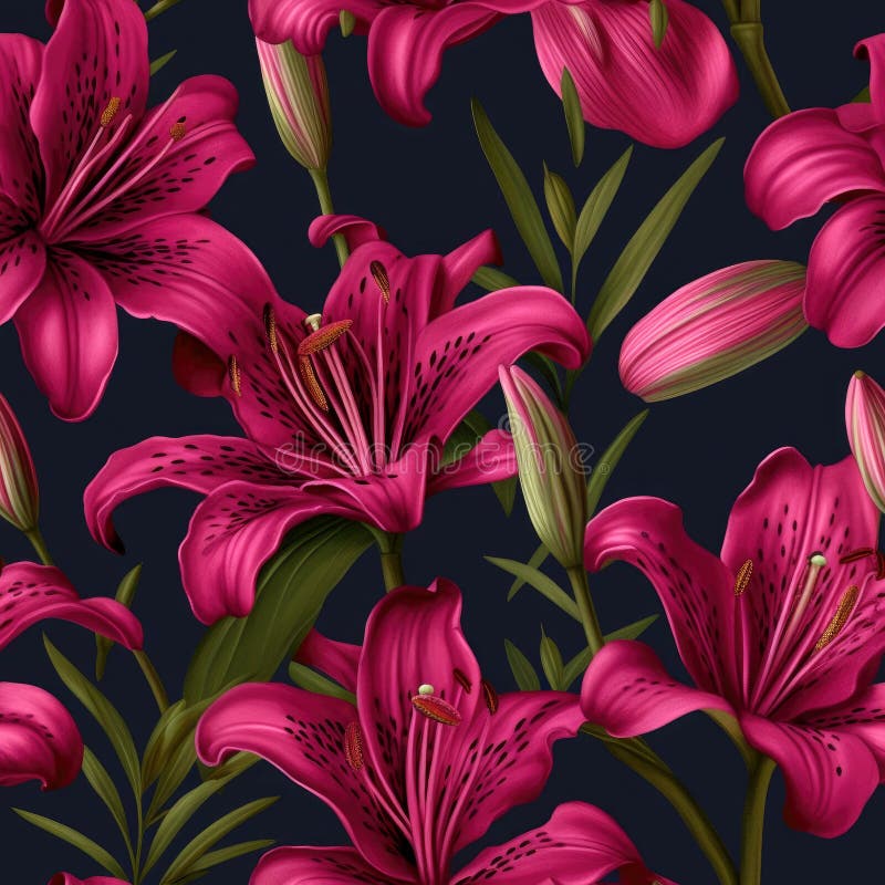 Seamless Lilac Flowers and Leaves Illustration Pattern Design, Textile Design, Fashion Stock ...