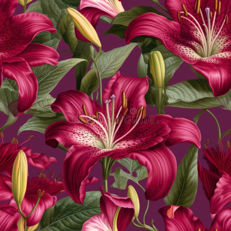 Seamless Lilac Flowers and Leaves Illustration Pattern Design, Textile Design, Fashion Stock ...