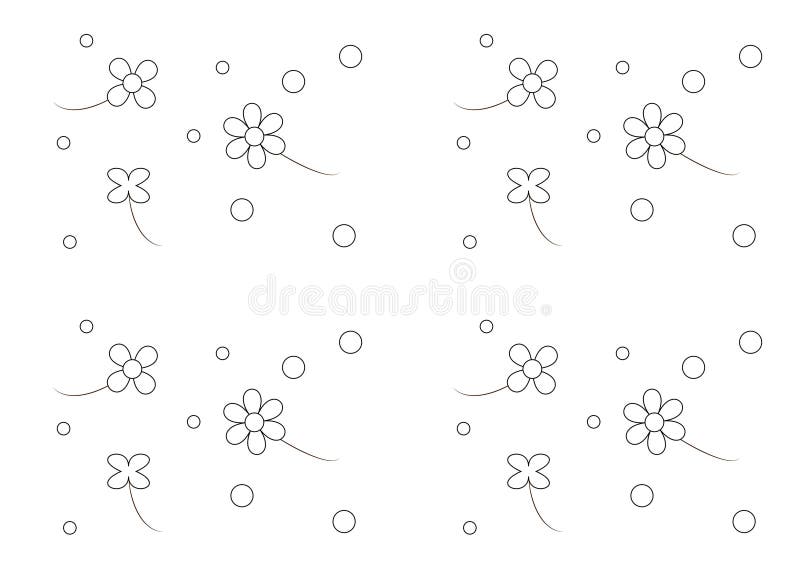 Flowers Pattern and Circle on a White Background. Texture on Line Art ...