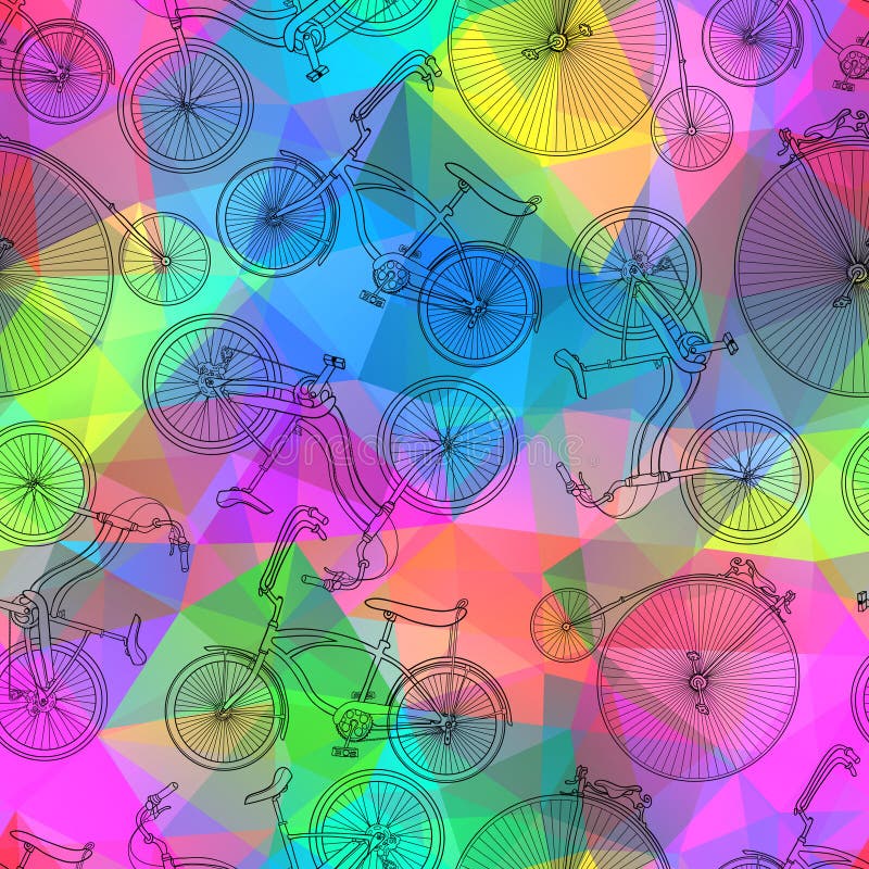 Seamless Bicycle Background Stock Vector - Illustration of retro ...