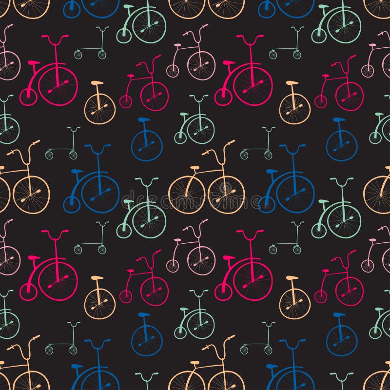 Seamless Bicycles Pattern. Bikes Stock Vector - Illustration of pattern ...