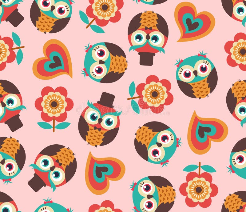 Seamless bird owls pattern stock vector. Illustration of colorful ...
