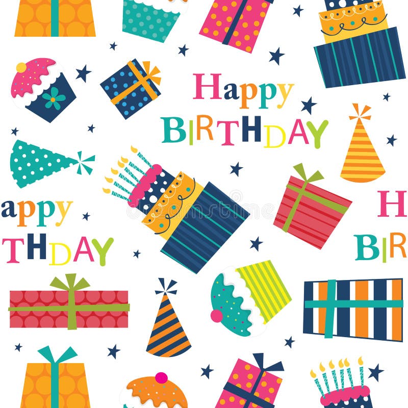 Seamless Birthday Background Stock Illustration - Illustration of ...