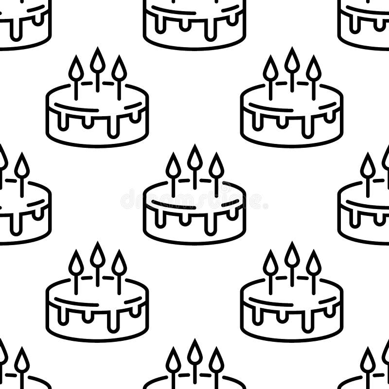 Birthday Cake Line Drawing Seamless Stock Illustrations – 727 Birthday ...