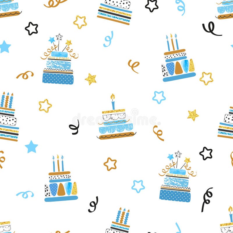 Seamless Birthday Cake Pattern. Wrapping Paper Stock Vector ...