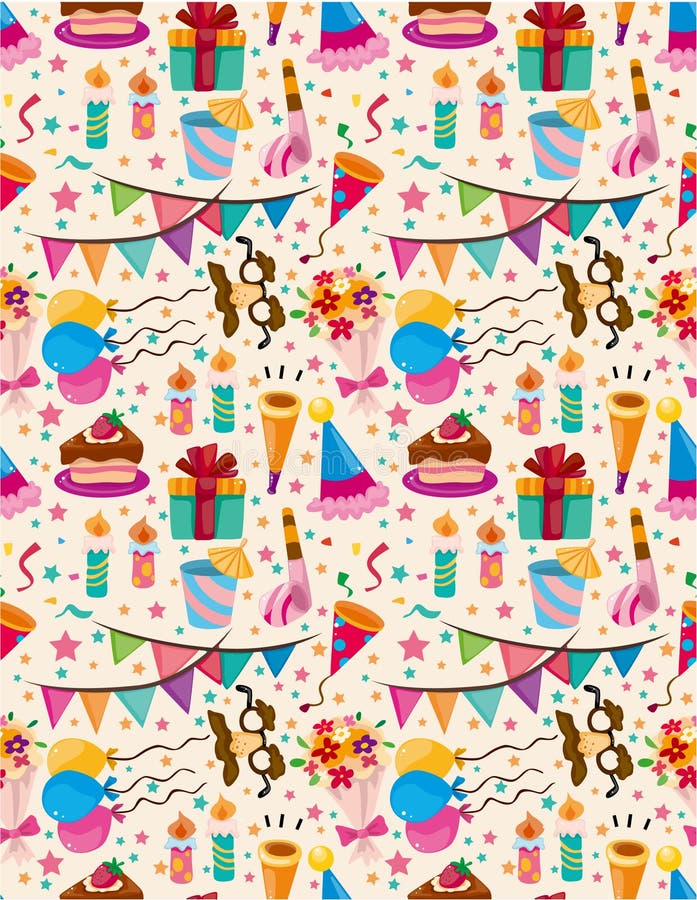 Happy Birthday Kids Party Pattern Stock Vector - Illustration of ...