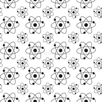 Seamless Black Atom Pattern on White Background. Concept of Science ...