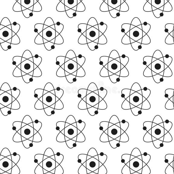 Seamless Black Atom Pattern on White Background. Concept of Science ...