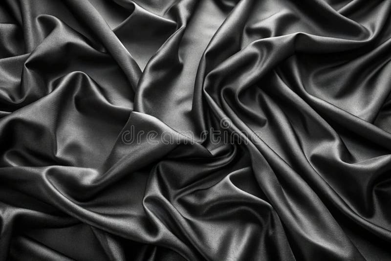 Seamless Black Crinkle Flow Fabric Texture Stock Illustration ...