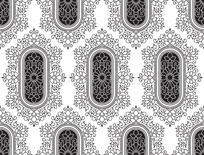 Seamless Black Fancy Floral Wallpaper Stock Vector - Illustration of ...