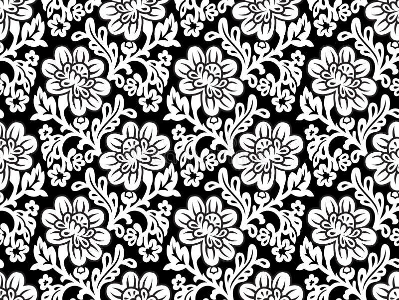 Seamless Black Flower Pattern on Black Stock Vector - Illustration of ...