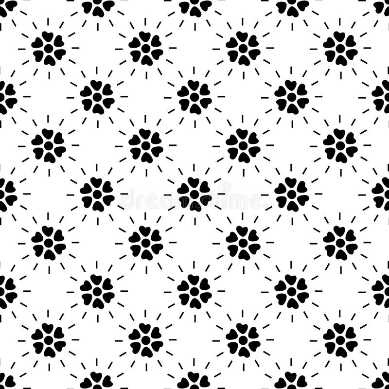 Seamless Black Flower with Small Lines Around Flower Repeated Pattern ...