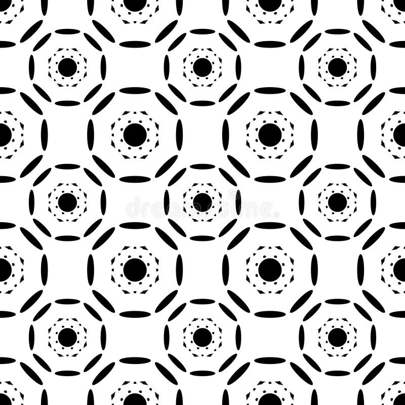 Seamless Black Geometric Flower Repeated Pattern on White Background ...