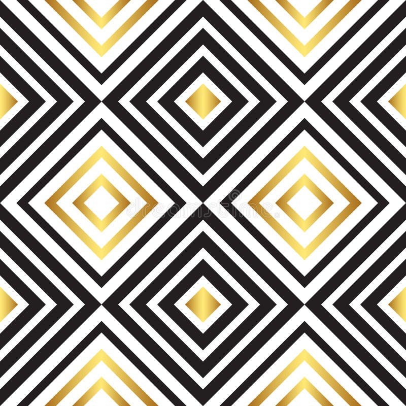 Seamless Black and Gold Pattern. Vector Stock Vector - Illustration of ...
