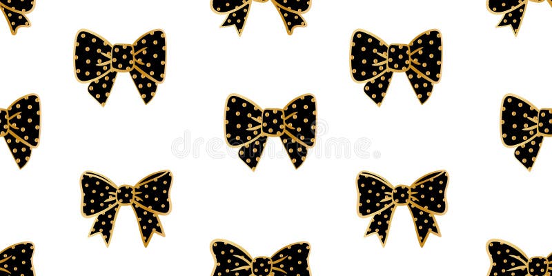 Seamless Black Gold Polka Dot Bows Pattern Glamorous Elegant Texture White Background Festive ...
