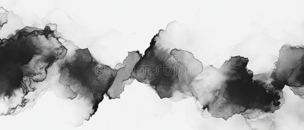 Seamless Black Ink Wash Pattern with Subtle Gradients on a White ...