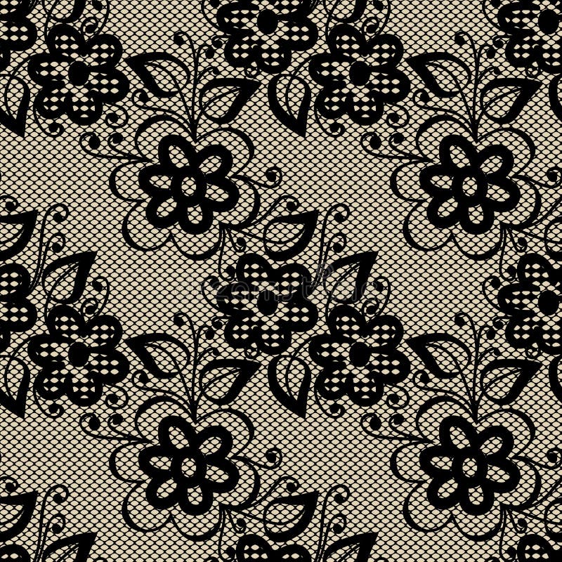 Seamless Black Flower Lace Pattern, Retro Lace Stock Vector ...