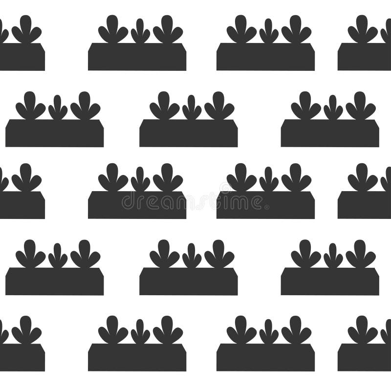 Seamless Black Pattern Silhouette Seedlings Stock Vector - Illustration ...
