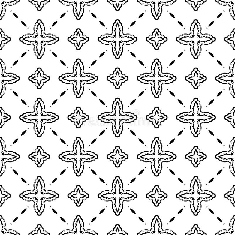 Seamless Black Small Elements with Two Flower Pattern Repeated Design ...