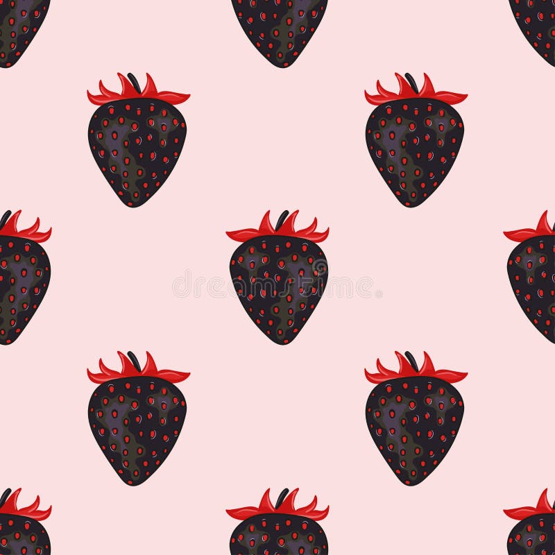 Seamless Black Strawberry Pattern. Textile Print, Fabric Design Stock ...