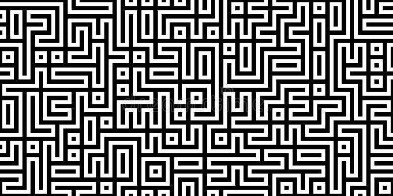 Seamless Black and White Abstract Maze Line Pattern Stock Illustration ...