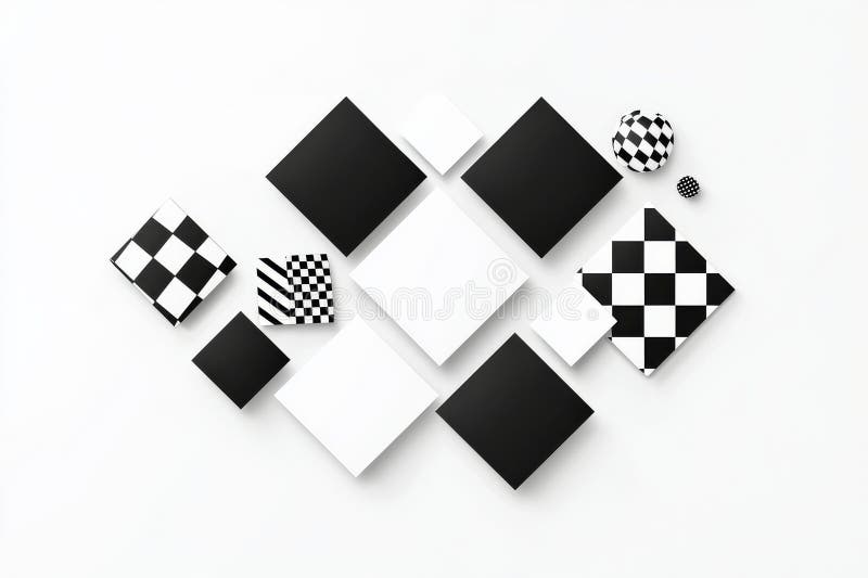 Seamless Black and White Background with an Abstract Square Grid ...