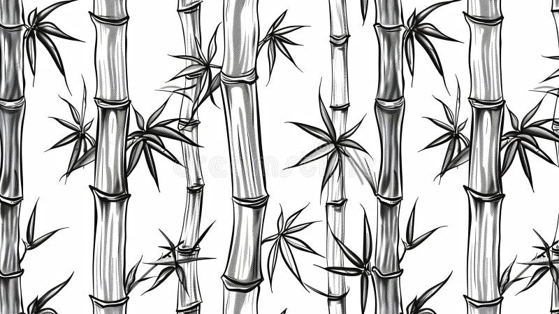 Seamless Black and White Bamboo Pattern Illustration, Perfect for ...