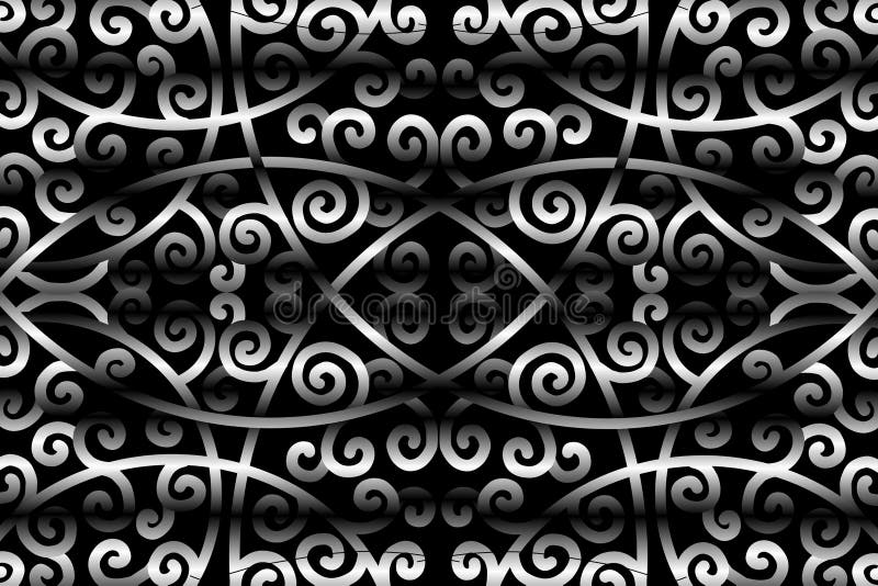 Seamless Black and White Caleidoscope Gradient Flower Art Pattern of ...