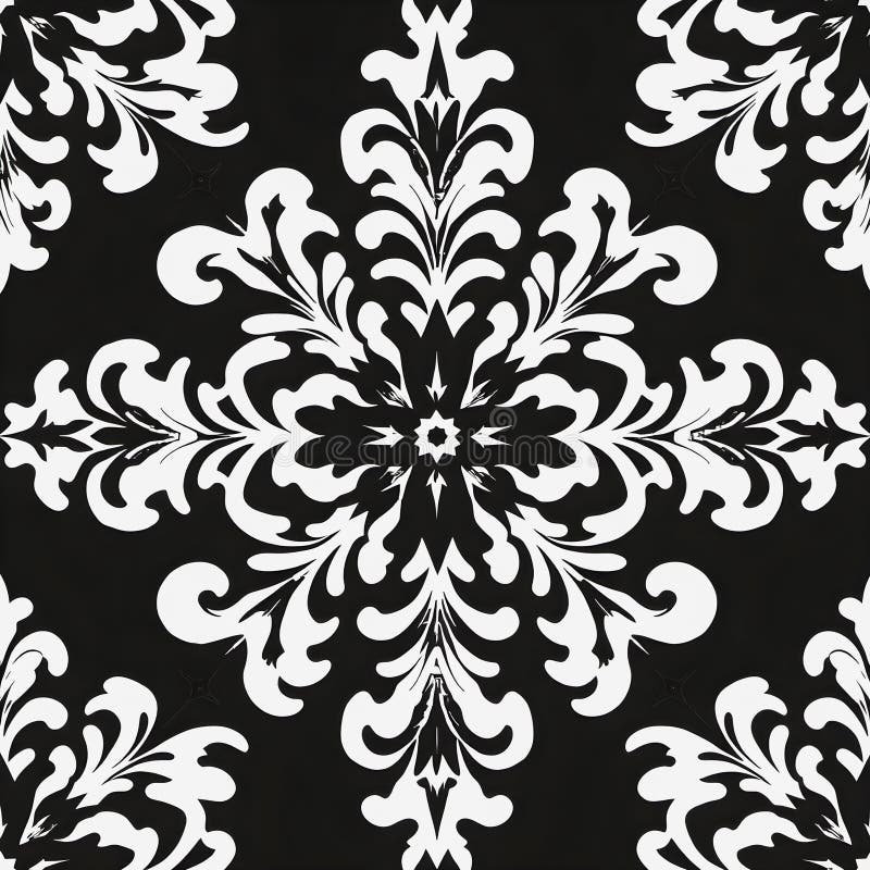 Seamless Black and White Damask Pattern. Stock Illustration ...