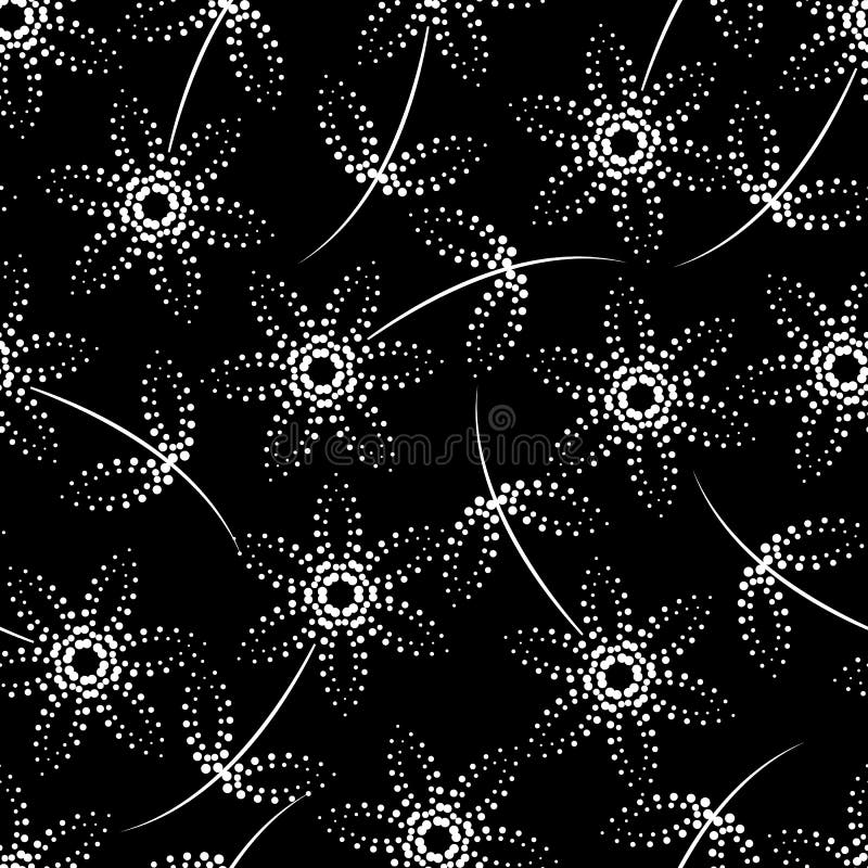 Seamless Black and White Dot Pattern with Flowers Stock Vector ...