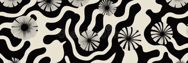 Seamless Black and White Floral Pattern with African Influences for ...