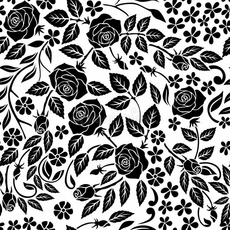 Elegant Black and White Rose Pattern Stock Vector - Illustration of ...