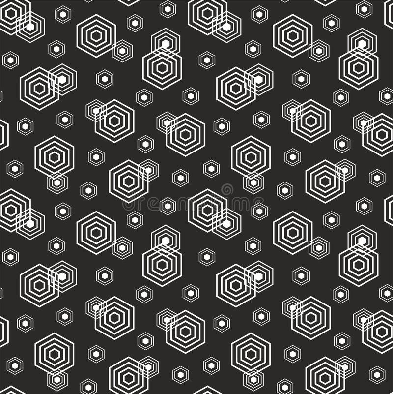 Seamless Black and White Hexagon Pattern. Geometric Background. Vector ...