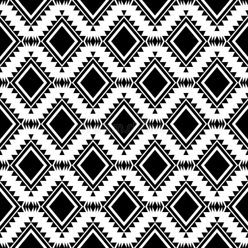 Seamless Black and White Indian Pattern. Stock Vector - Illustration of ...