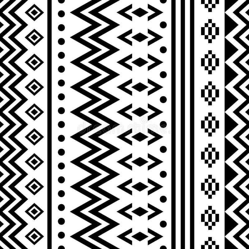 Seamless Black and White Indian Pattern. Stock Vector - Illustration of ...