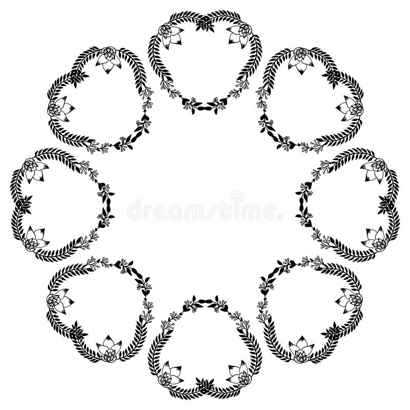 Seamless Black and White Leaf Floral Frame, for Ornate of Card. Vector ...