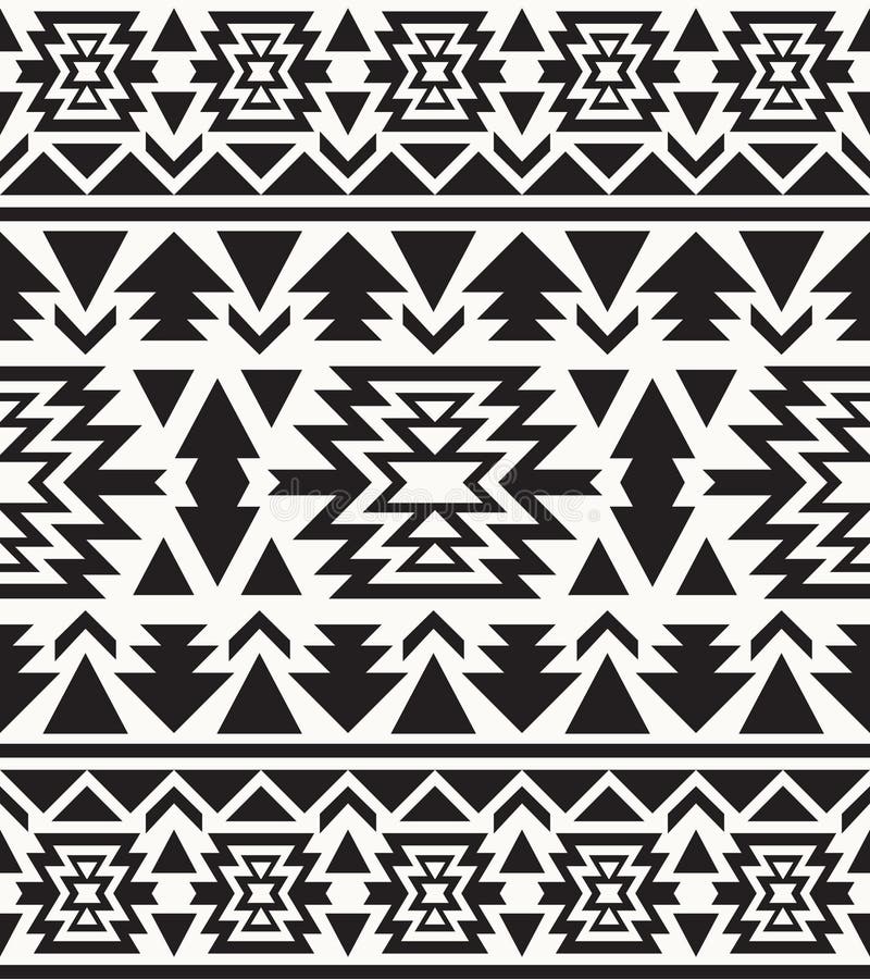 Seamless Black and White Navajo Pattern Stock Vector - Illustration of ...
