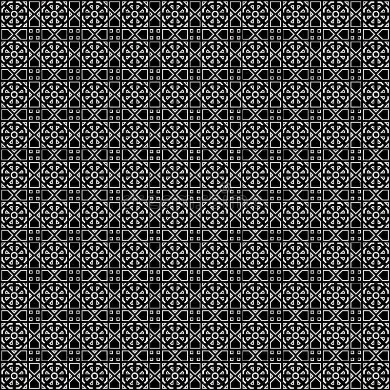 A Seamless Black and White Pattern Featuring Complex Geometric Shapes ...
