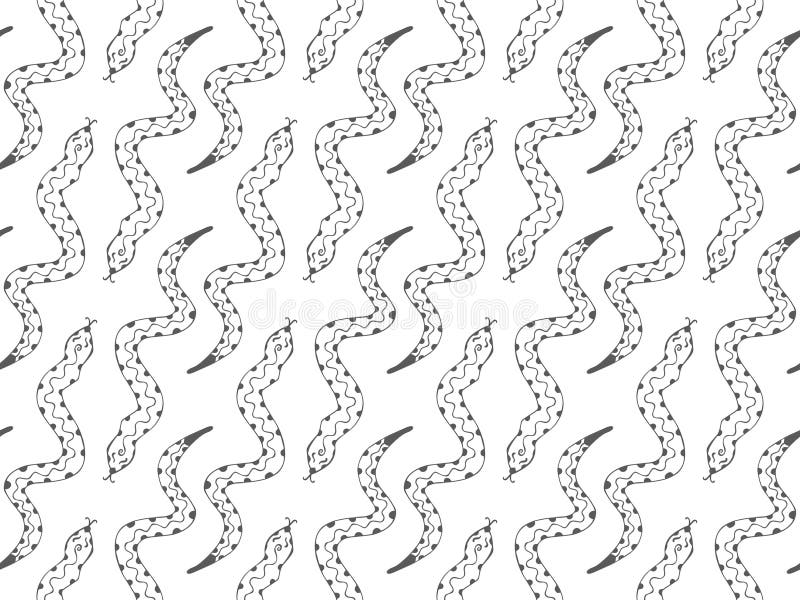 Seamless Black and White Pattern with Hand-drawn Snakes. Texture for ...