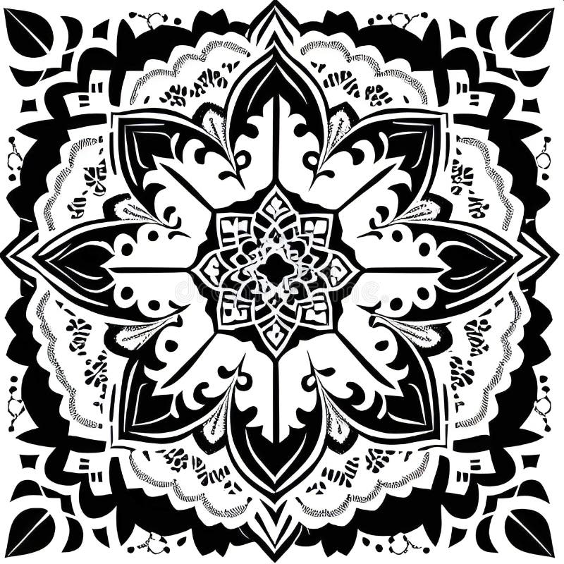 Seamless Black and White Pattern with Mandalas. Stock Illustration ...