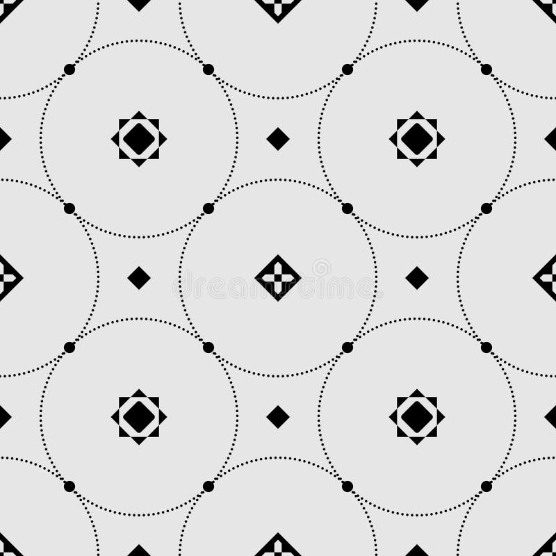 Seamless Black and White Pattern in an Oblique Cell with Squares Stock ...