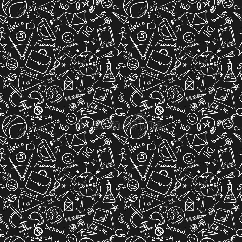 Seamless Black and White Pattern on a School Theme Stock Vector ...