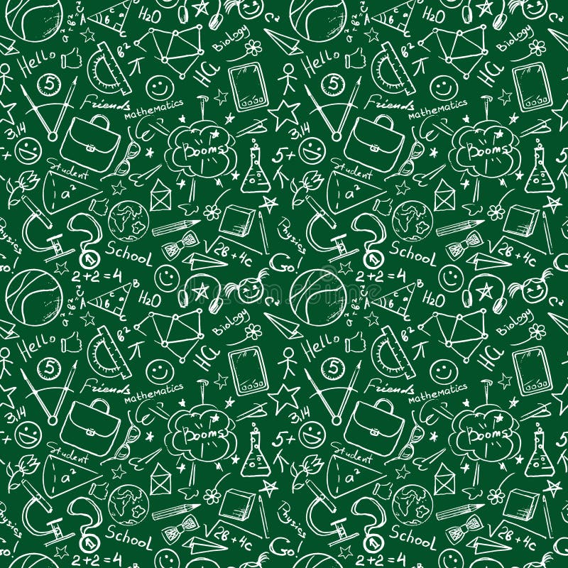 Seamless Black and White Pattern on a School Theme Stock Illustration ...