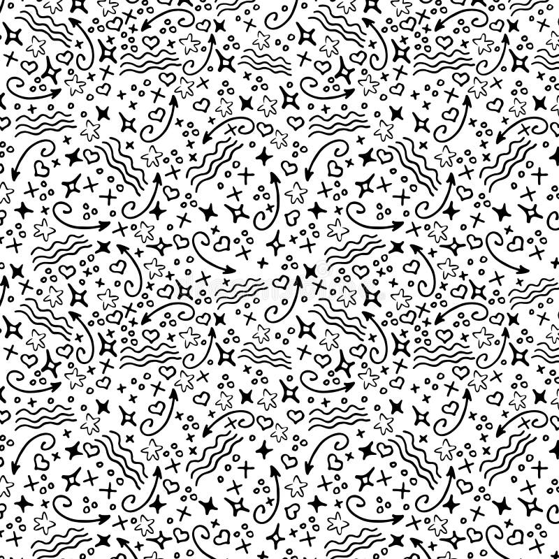 Seamless Black and White Pattern on a Transparent Background Stock ...