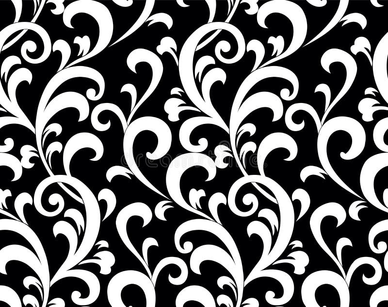 Seamless Black and White Swirly Decorative Pattern Design Stock Vector ...