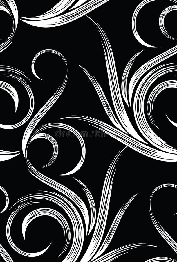 Seamless Black and White Swirly Pattern Stock Vector - Illustration of ...